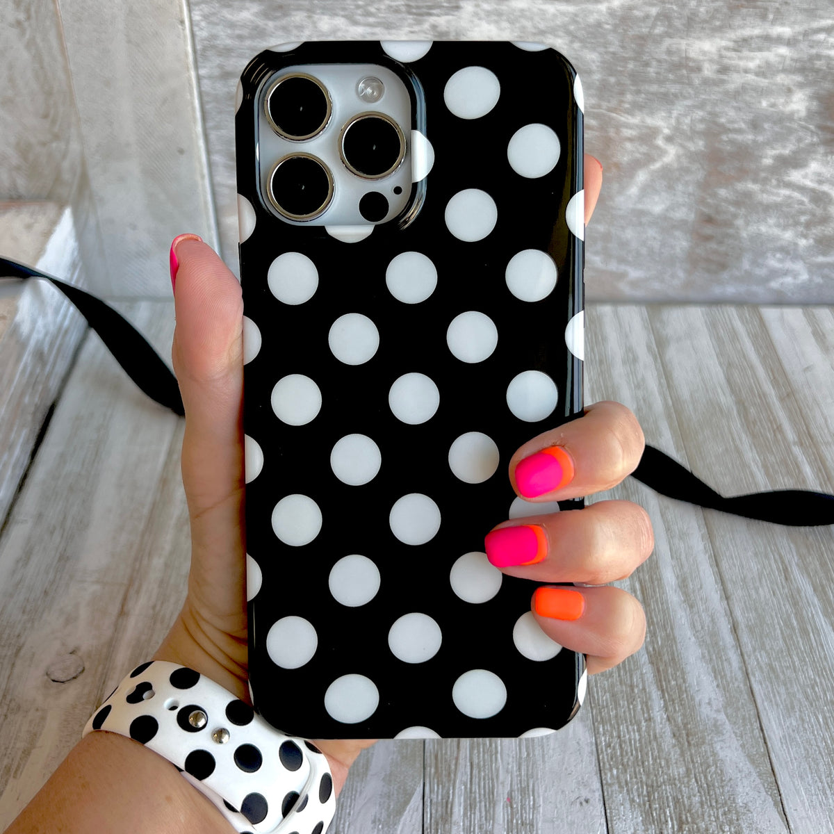 Black Polka Dot Phone Case For iPhone – Fancy Bands