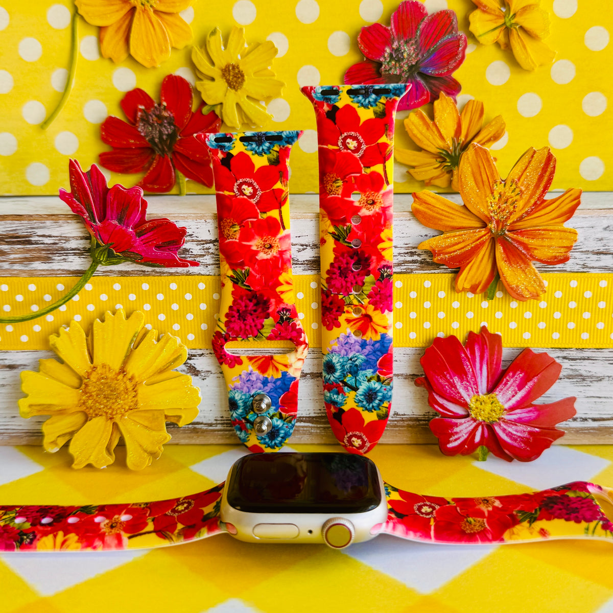Color Me Floral Print Silicone Band For Apple Watch – Fancy Bands