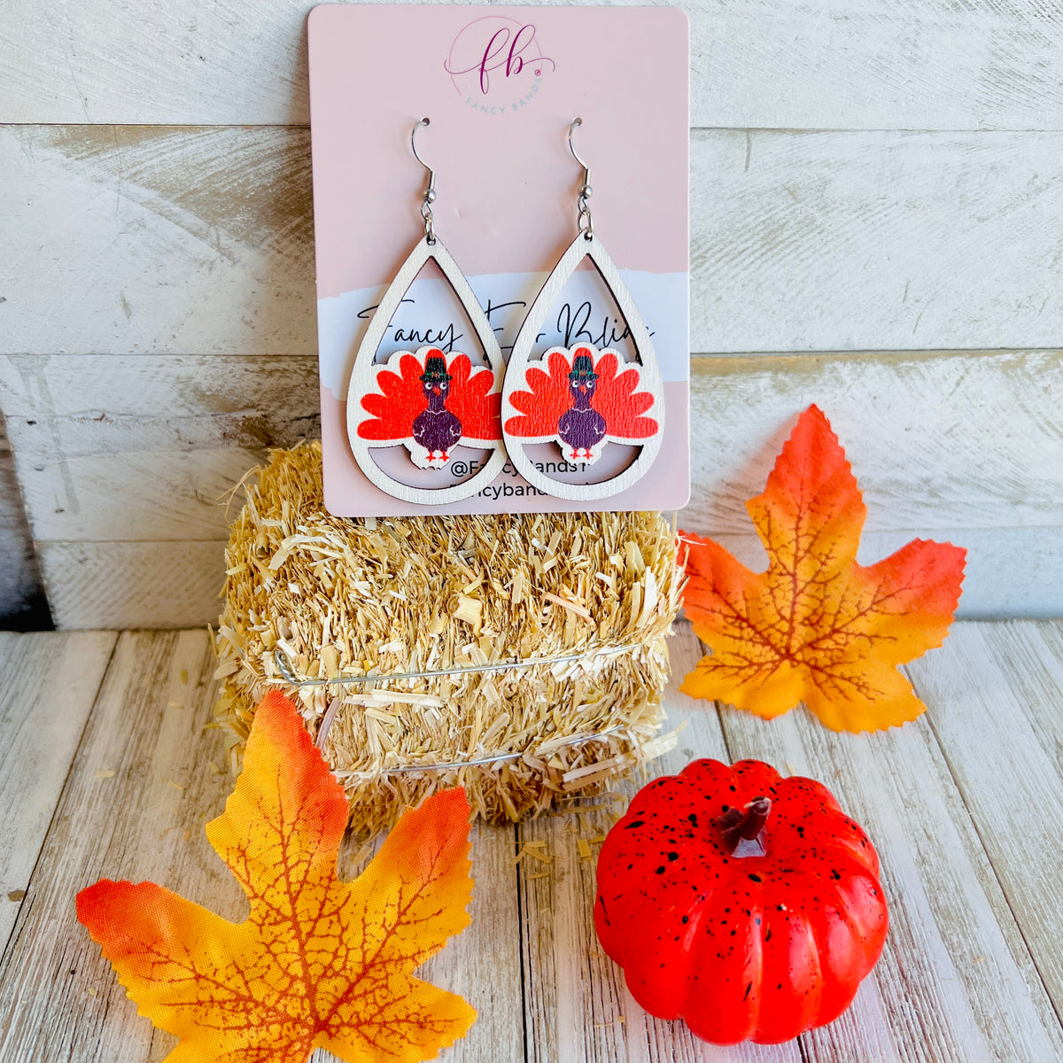 Gobble Glam Fall Turkey Wooden Drop Ear Bling – Fancy Bands
