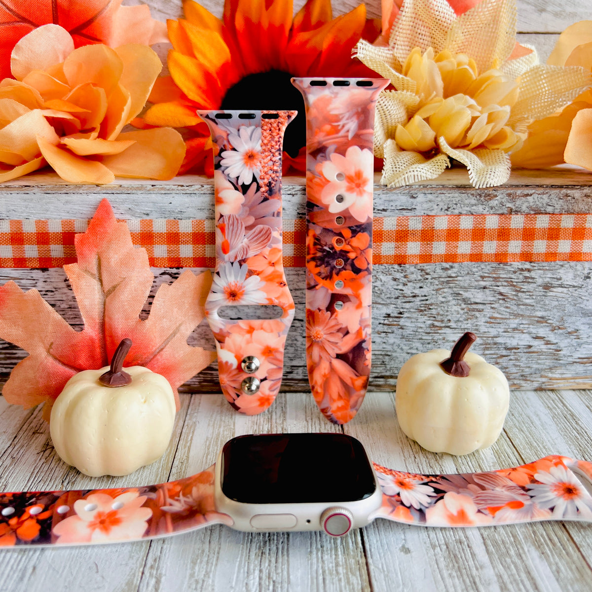 Fall Blooms Print Silicone Band For Apple Watch – Fancy Bands
