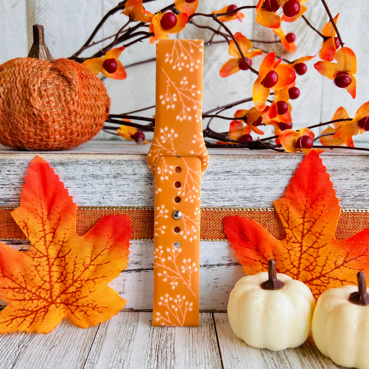 Fall Cherry Blossoms Print Silicone Band For Samsung Watch – Fancy Bands