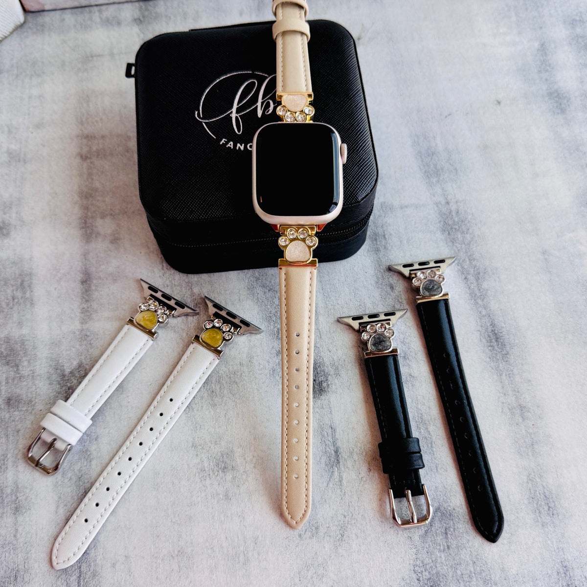 Paw & Sparkle Leather Band For Apple Watch Multiple Colors Available ...