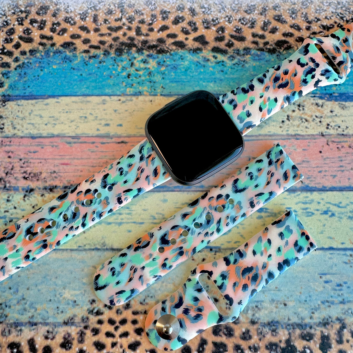 Wild Turquoise Leopard Print Silicone Band For Fitbit Versa 1/2 – Fancy ...