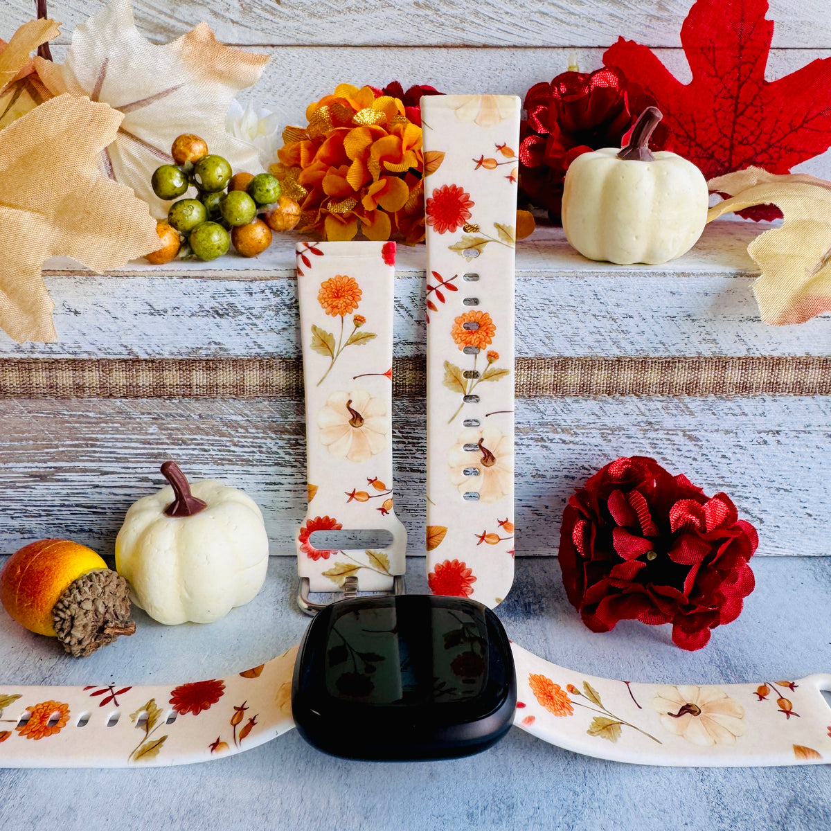 Fall Floral Bliss Print Silicone Band For Fitbit Versa 3/4/Sense ...