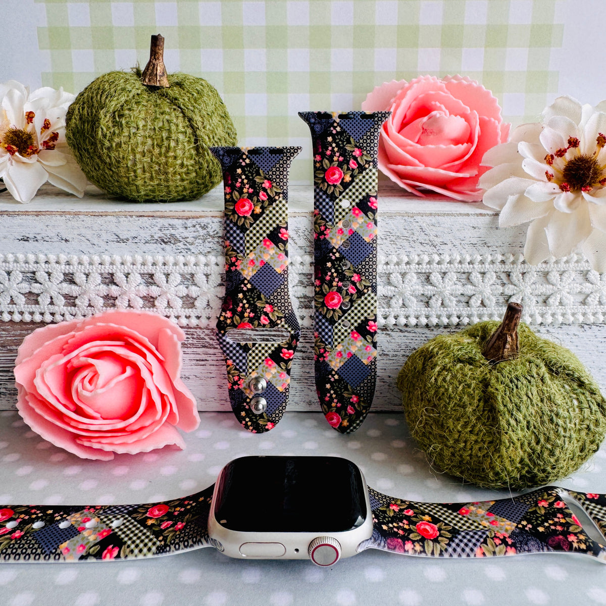 Patchwork Petals Print Silicone Band For Apple Watch – Fancy Bands