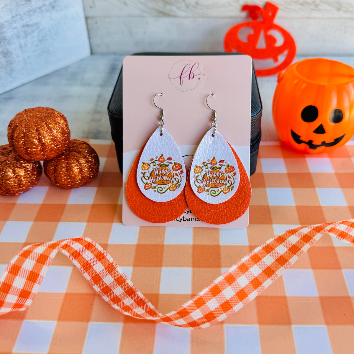 Happy Halloween Faux Leather Drop Ear Bling – Fancy Bands