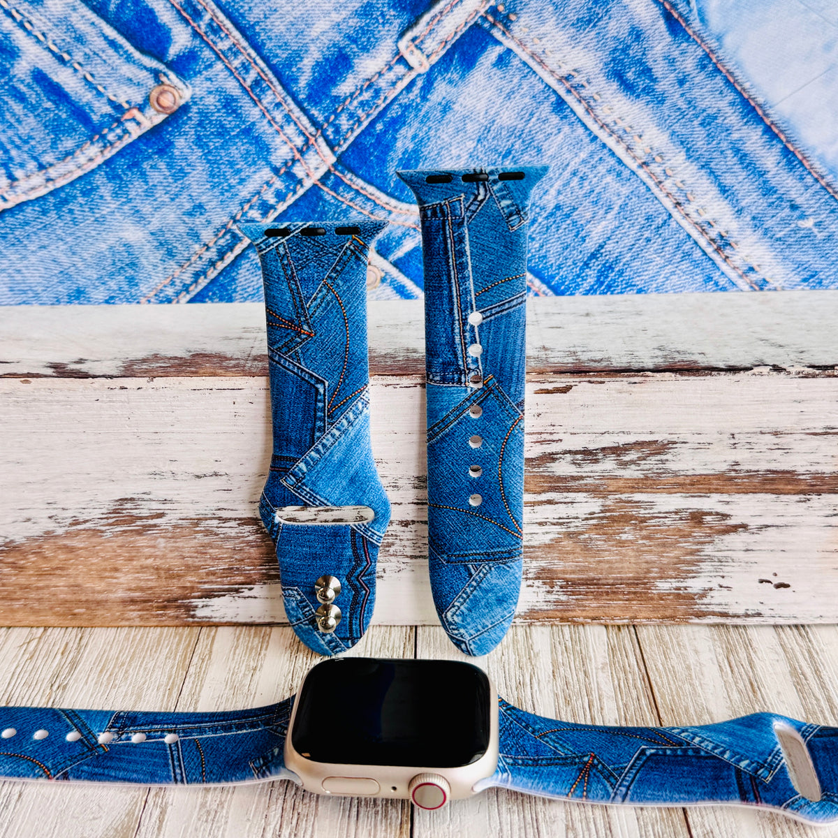 Denim Days Print Silicone Band For Apple Watch – Fancy Bands