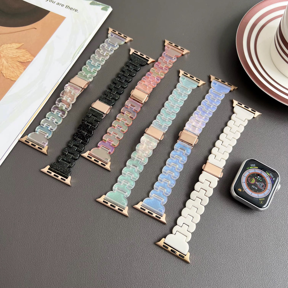 Gloss & Glam Resin Link Band For Apple Watch Multiple Colors Available ...
