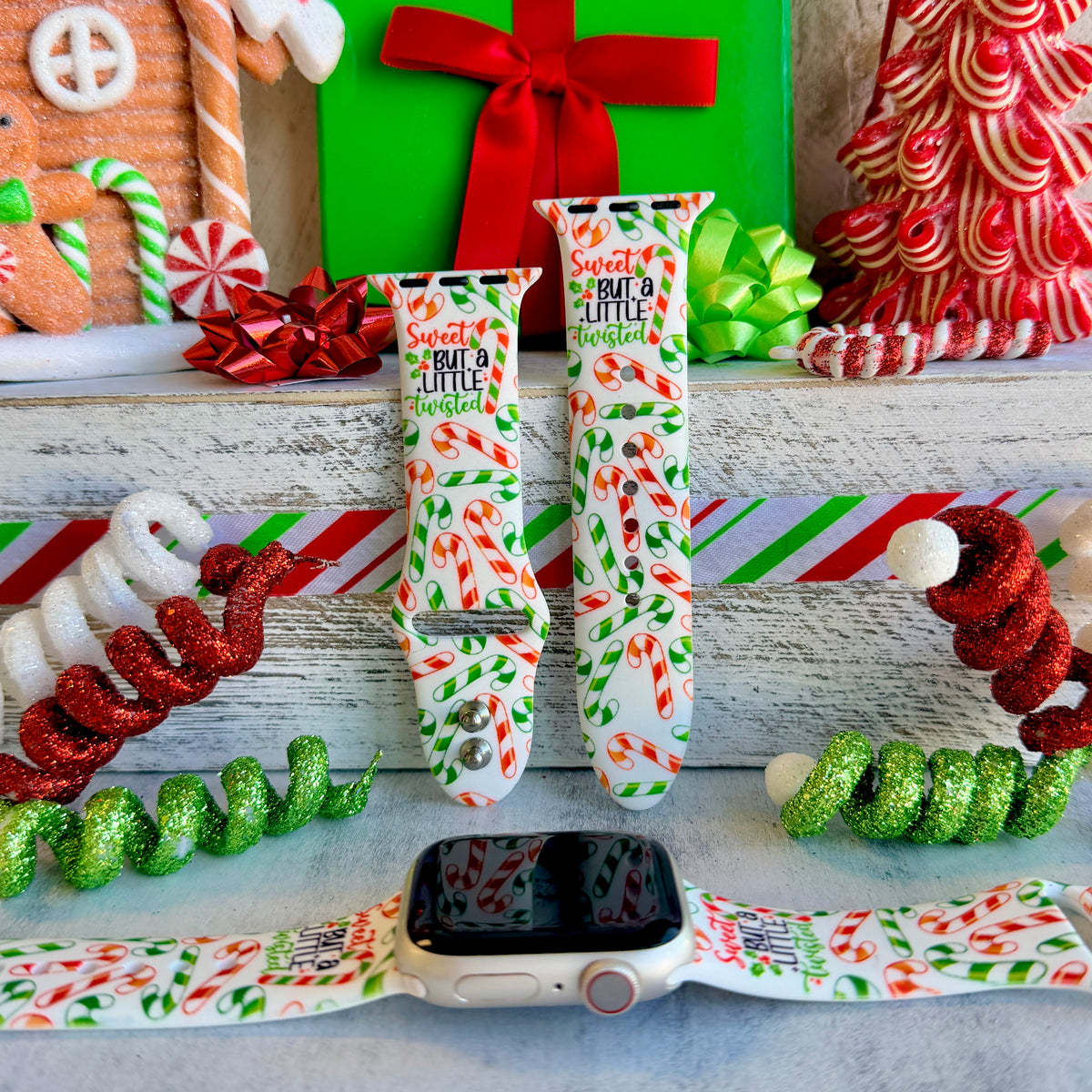 Twistmas Vibes Candy Cane Apple Watch Band - Fun Holiday – Fancy Bands