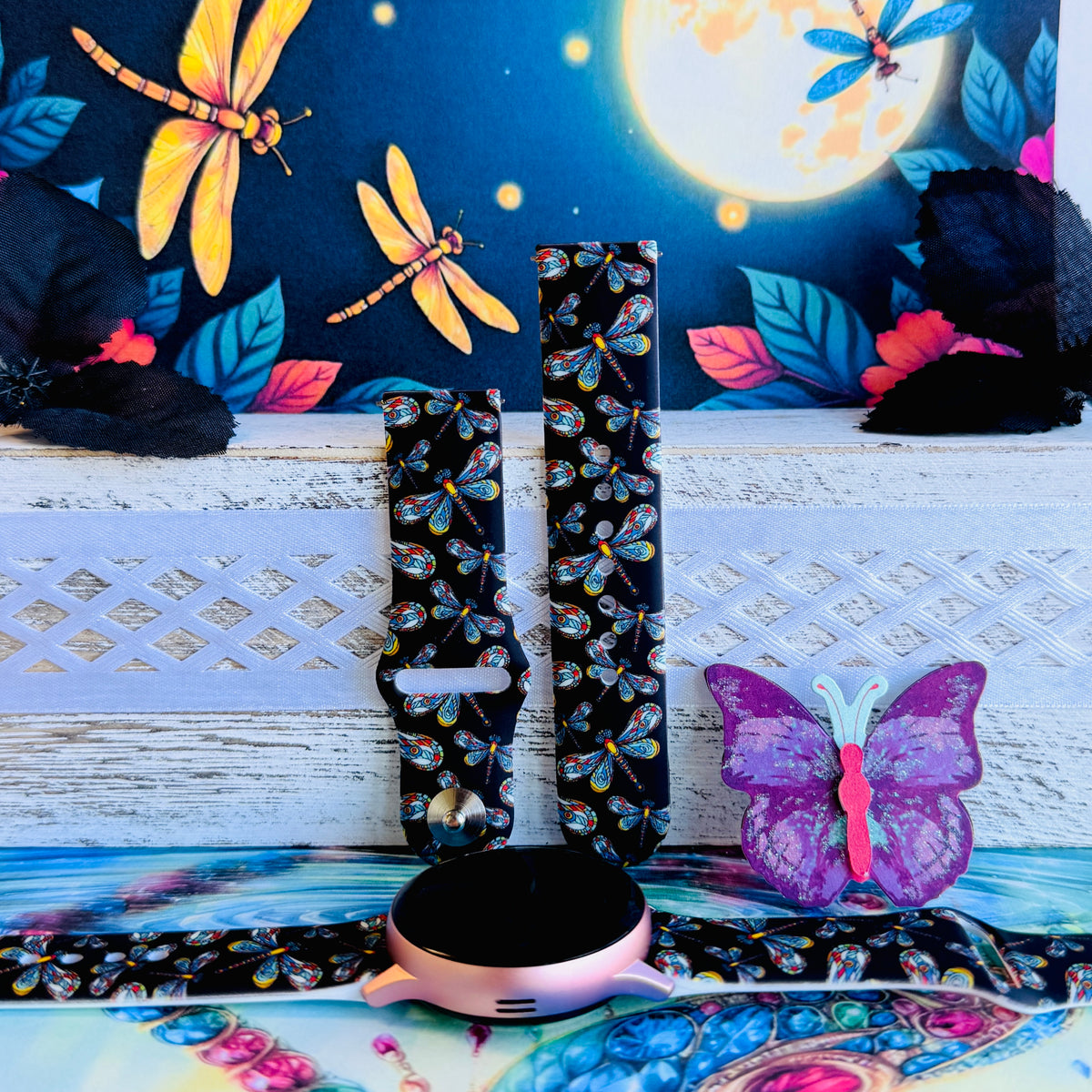 Dragonfly Dreams Print Silicone Band For Samsung Watch – Fancy Bands