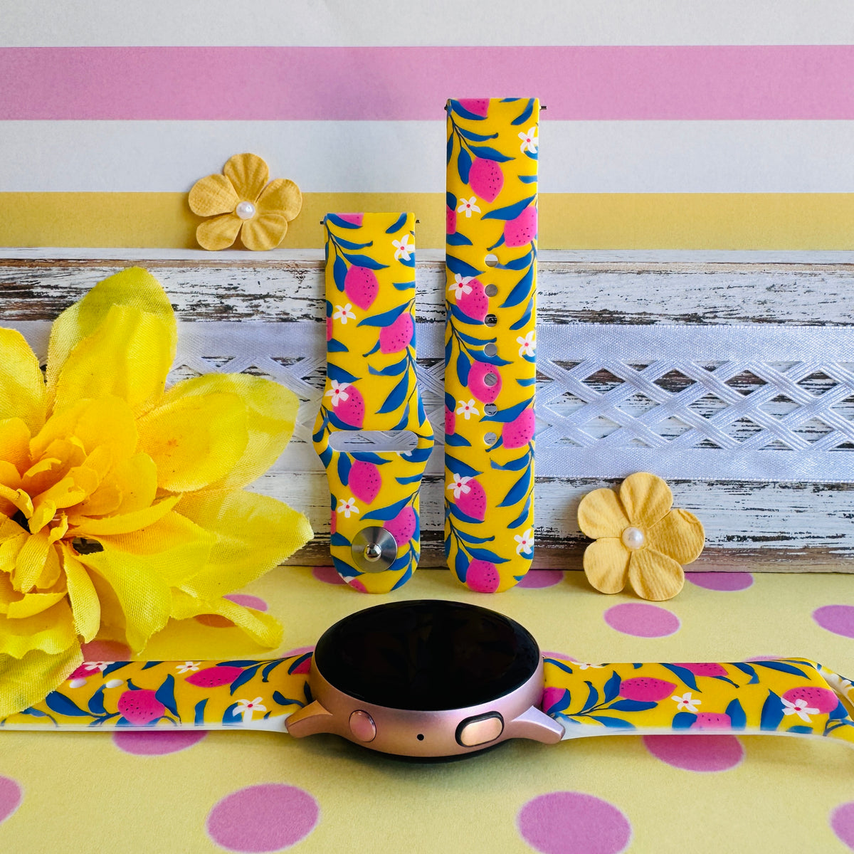 Sunshine Squeeze Print Silicone Band For Samsung Watch – Fancy Bands