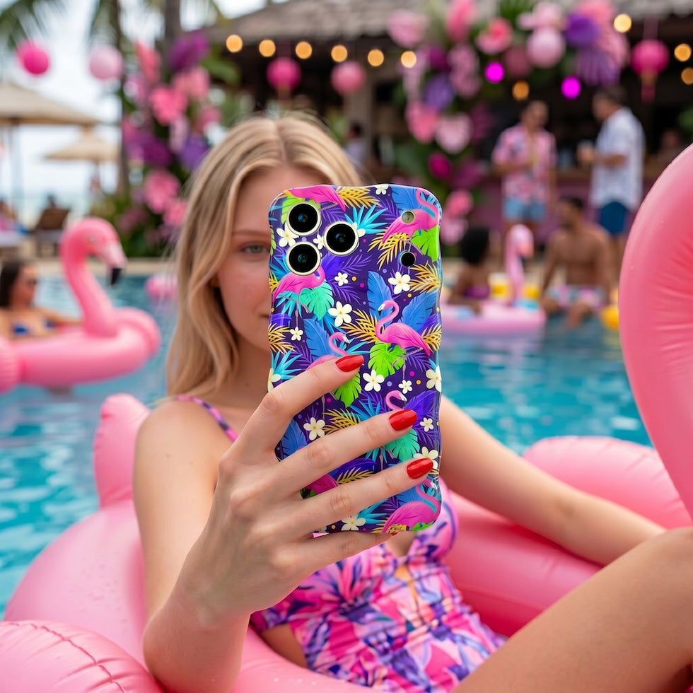 It's Giving Flamingo Wavy Case | Pink Tropical iPhone Cover – Fancy Bands