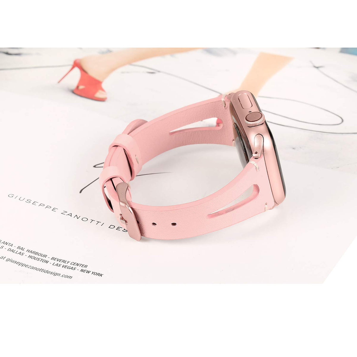 Soft Slim Leather Pink Band For Apple Watch – Fancy Bands
