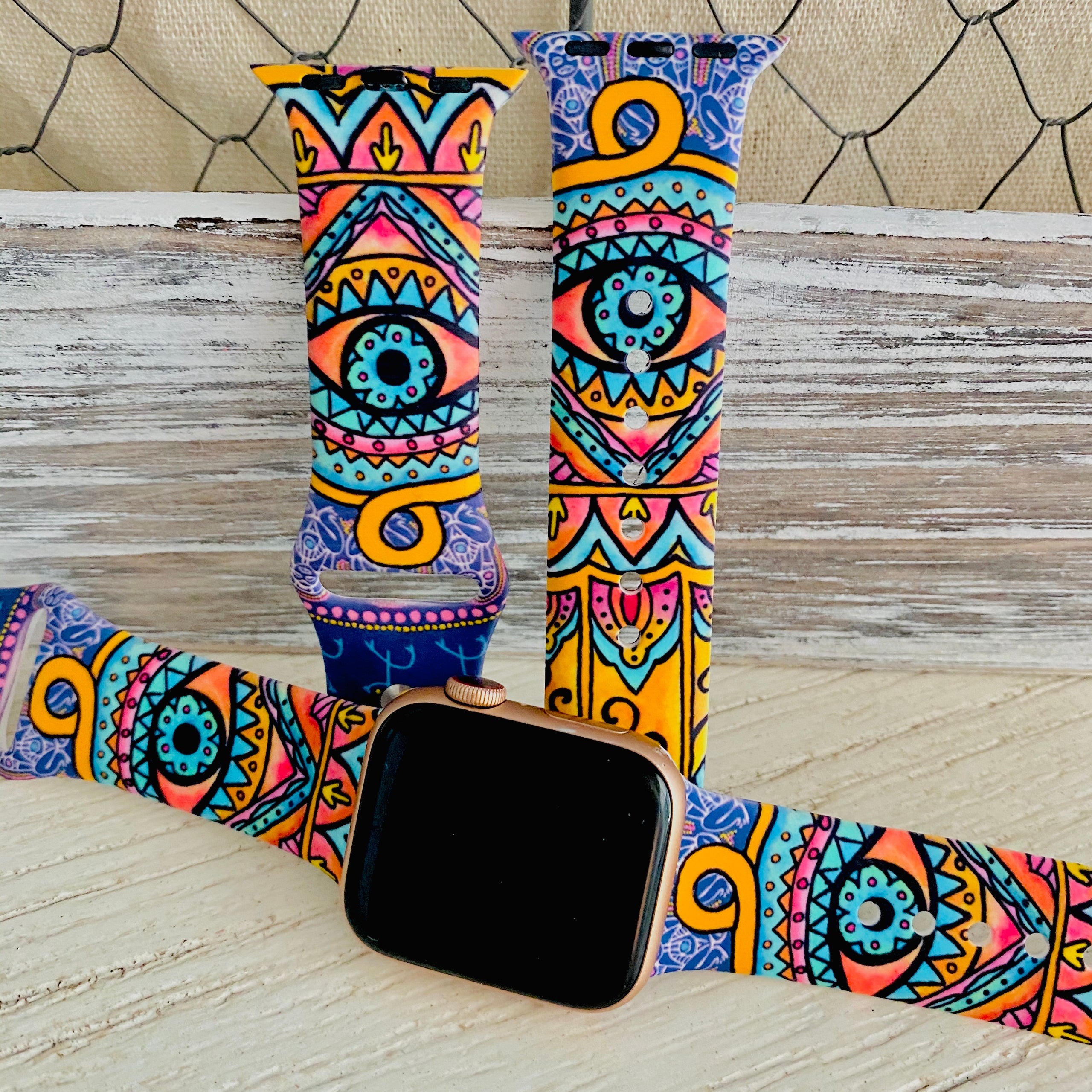 Protective Evil Eye Print Silicone Band For Apple Watch – Fancy Bands