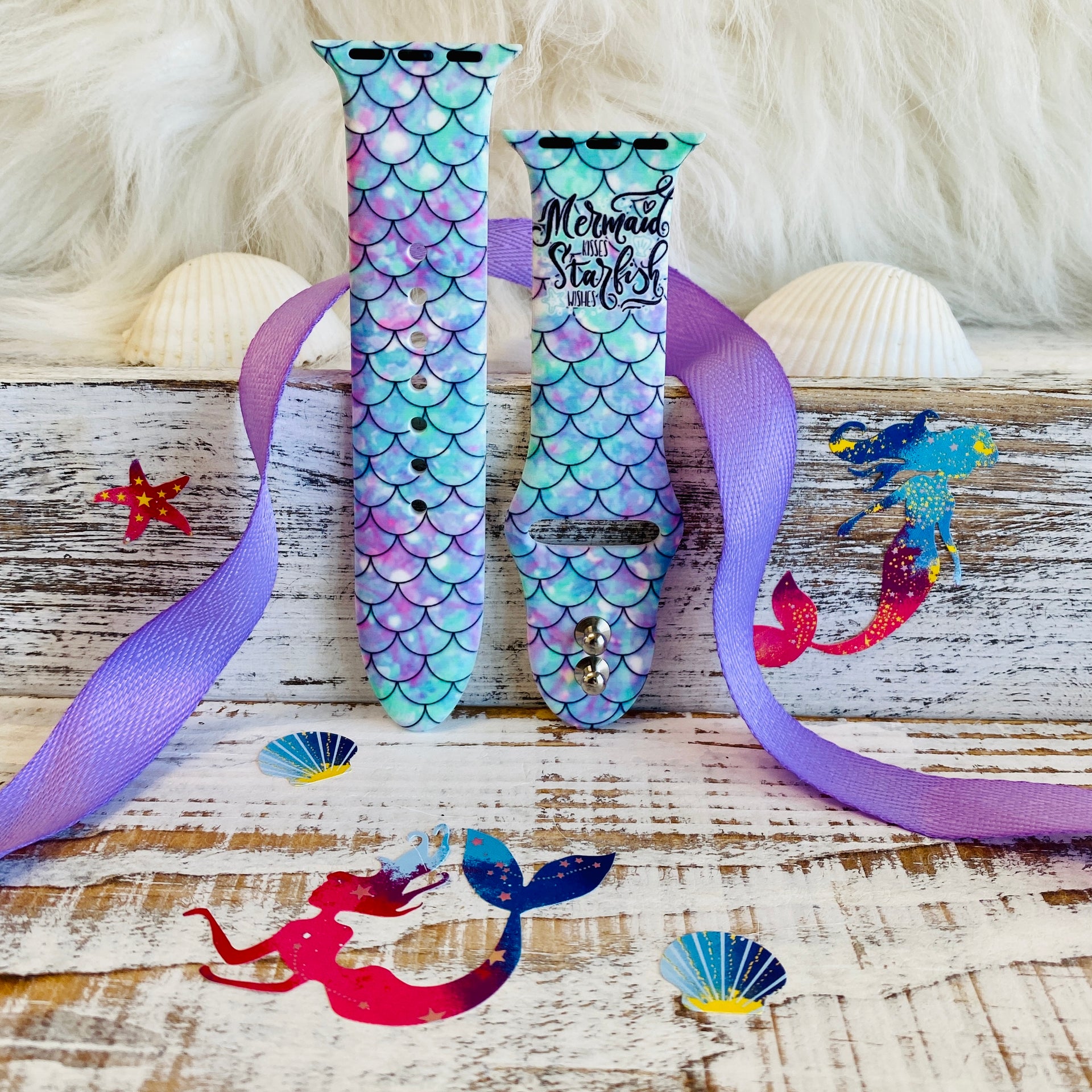 Mermaid Kisses Print Silicone Band For Apple Watch – Fancy Bands