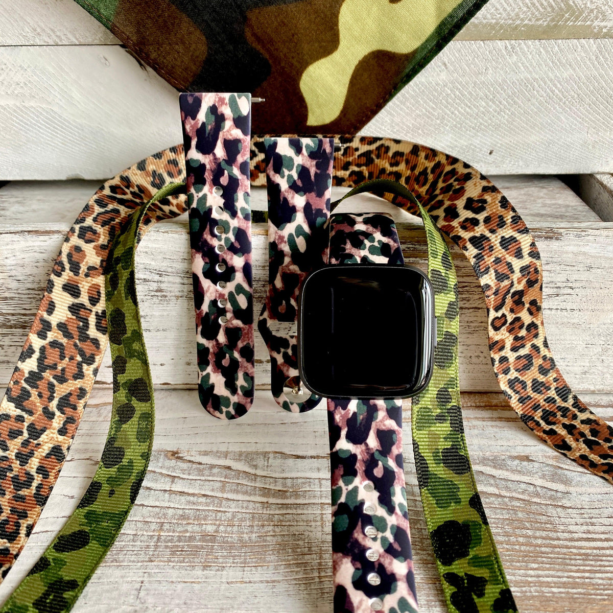 Camo Leopard Print Silicone Band For Fitbit Versa 1/2 – Fancy Bands