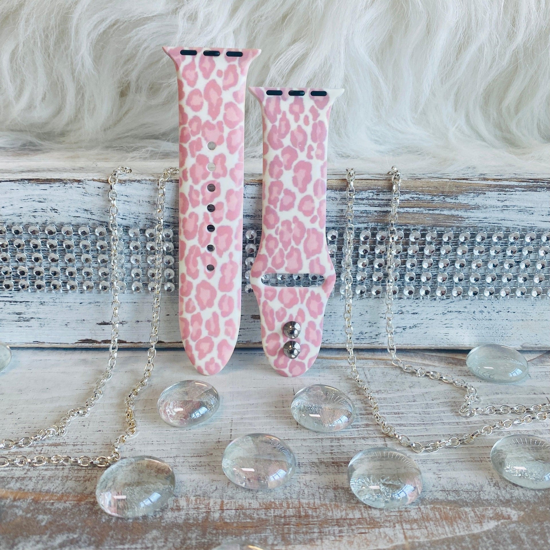 Blush Leopard Print Silicone Band For Apple Watch – Fancy Bands