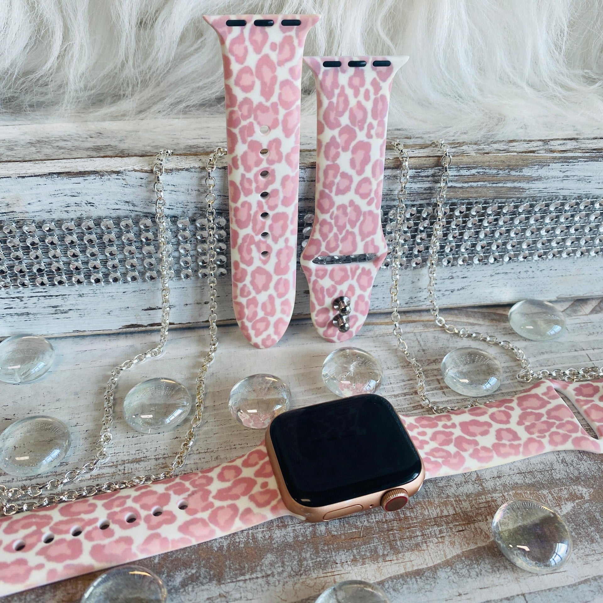Blush Leopard Print Silicone Band For Apple Watch – Fancy Bands