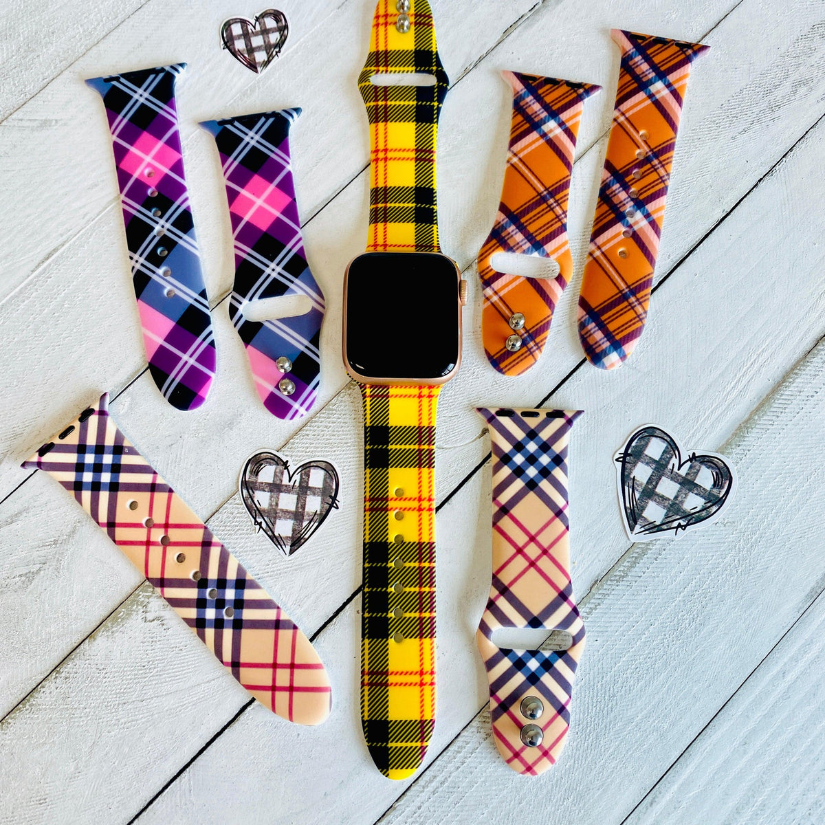 Fancy Plaid Print Silicone Band For Apple Watch Multiple Colors Availa ...