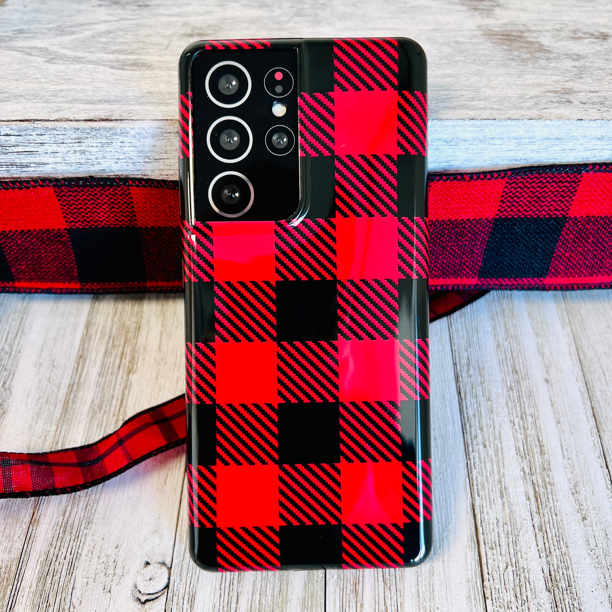 Bull Plaid Red Cell Phone Case For Samsung Galaxy – Fancy Bands