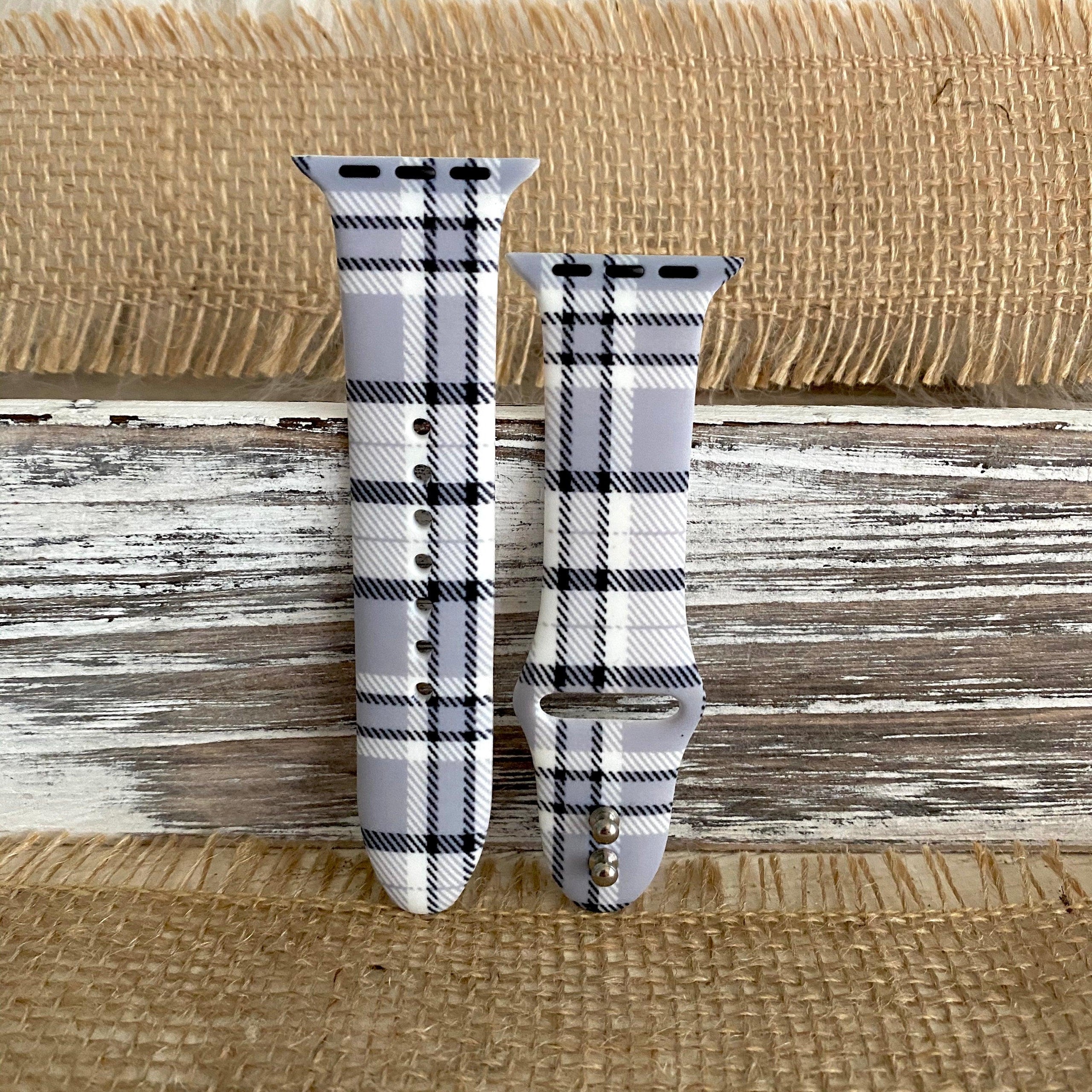 Fancy Plaid Print Silicone Band For Apple Watch Multiple Colors Availa ...