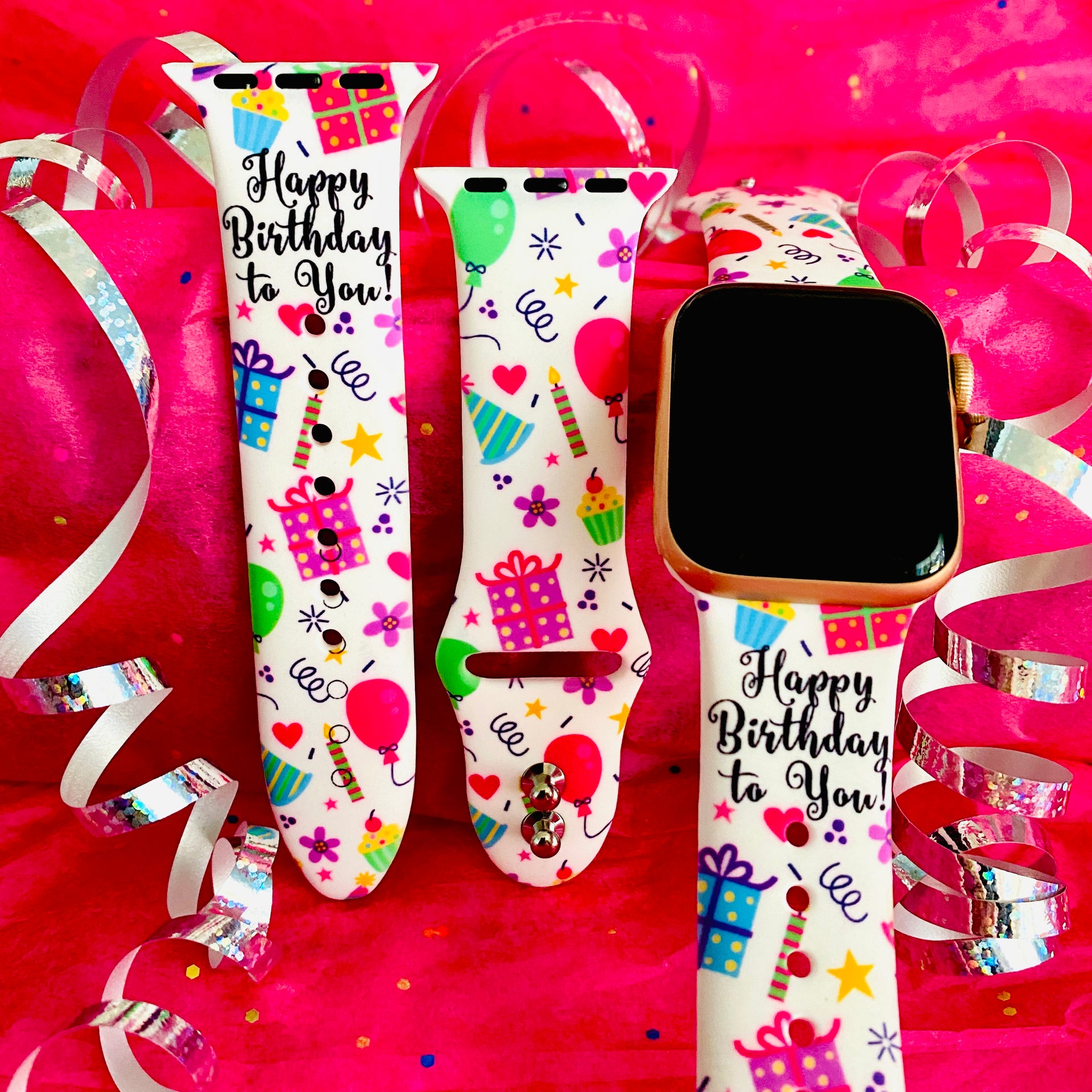 Happy Birthday Print Silicone Band For Apple Watch – Fancy Bands