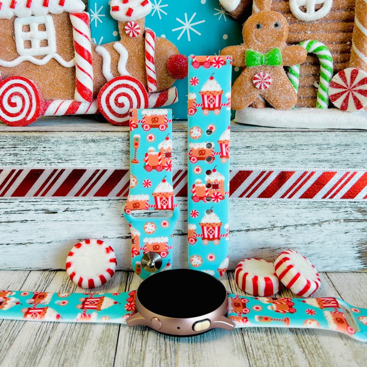 Gingerbread Train Print Silicone Band For Samsung Watch – Fancy Bands