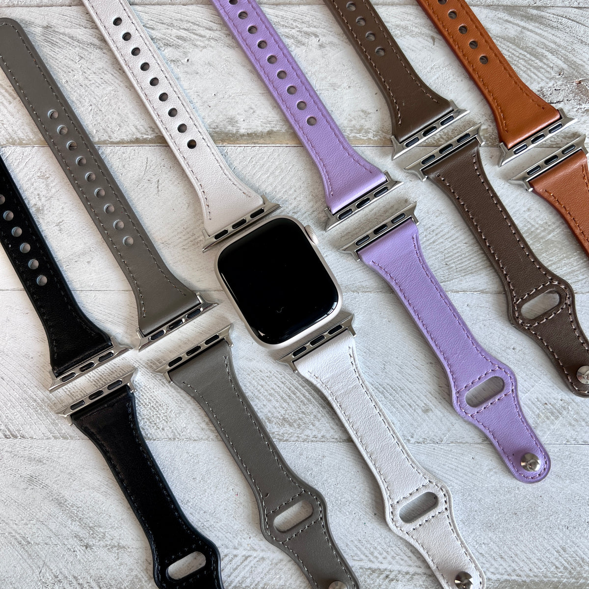 Solid Color Slim Leather Band For Apple Watch Multiple Colors Availabl ...