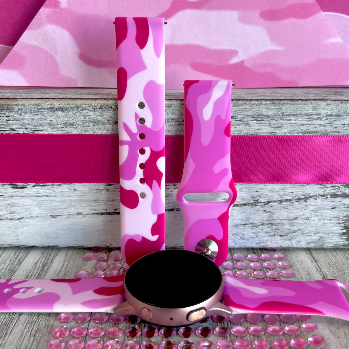 Hot Pink Camo Print Silicone Band For Samsung Watch – Fancy Bands