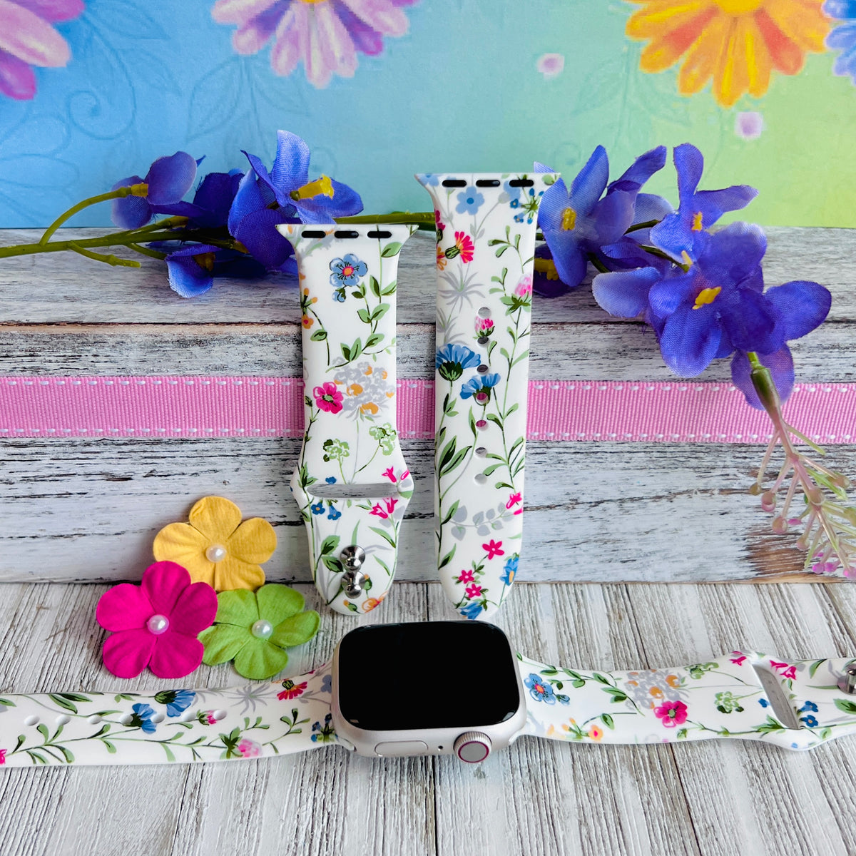 Wildflower's Print Silicone Band For Apple Watch – Fancy Bands