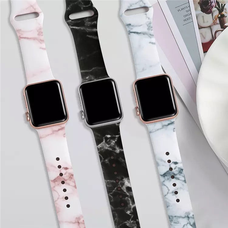 Marble Print Silicone Band For Apple Watch Multiple Colors Available ...