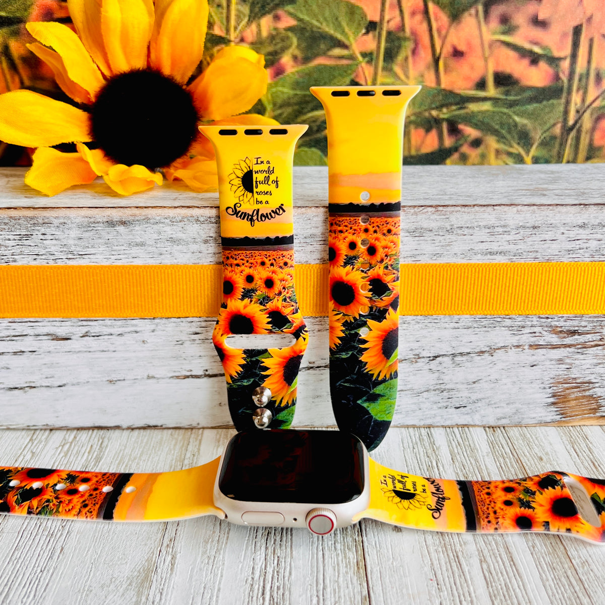 Sunflower Sunset Print Silicone Band For Apple Watch – Fancy Bands